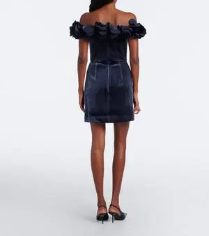 Rebecca Vallance Charles Ruffled Velvet Minidress
