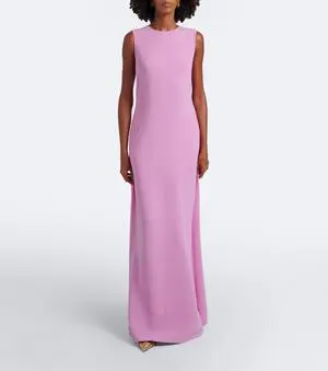 Oscar De La Renta Caped Floral Silk-blend Georgette Gown