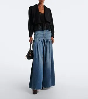 Chloé Pleated Denim Maxi Skirt