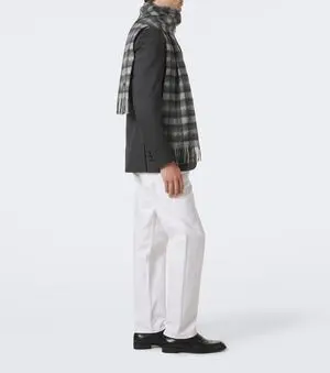 Zegna Checked Fringed Cashmere Scarf