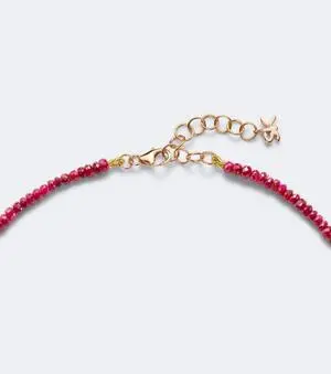 SUZANNE KALAN 18kt Rose Beaded Necklace With Rubies And Diamonds