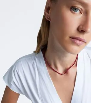 SUZANNE KALAN 18kt Rose Beaded Necklace With Rubies And Diamonds
