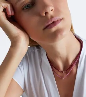 SUZANNE KALAN 18kt Rose Beaded Necklace With Rubies And Diamonds