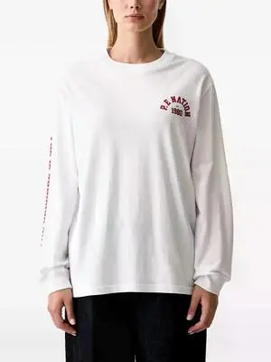 P.E Nation Logo-print Long-sleeve T-shirt - White