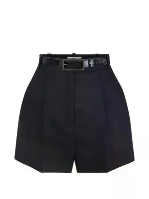 Elisabetta Franchi Wool Shorts With Belt - Black