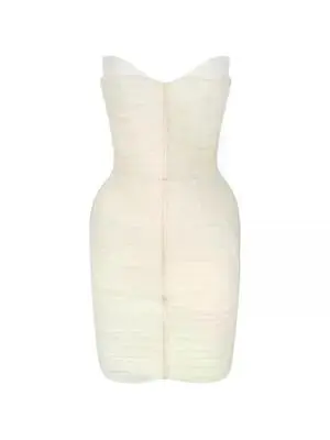 Elisabetta Franchi Mini Dress In Crepon Fabric - Neutrals