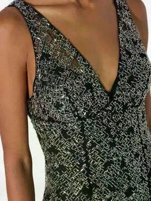 Elisabetta Franchi Embellished Tulle V-neck Dress