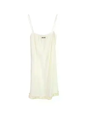 Miu Miu Embroidered Marocain Crepe Dress - Neutrals