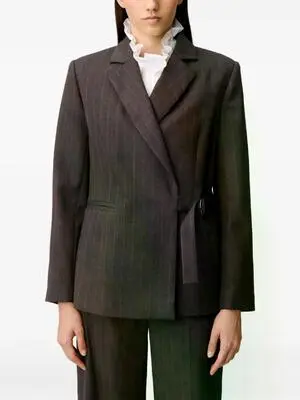 Claudie Pierlot Striped Double Buckle Suit Jacket