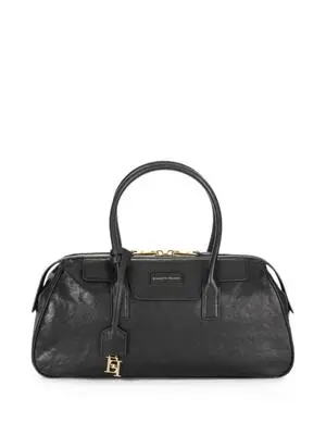 Elisabetta Franchi Medium Boston Bag In Nappa Leather - Black