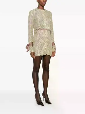 Saint Laurent Lace Mini Dress With Bow Cuffs