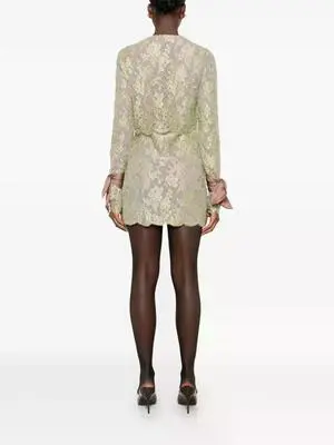Saint Laurent Lace Mini Dress With Bow Cuffs