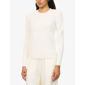 TOTEME Padded-shoulders Round-neck Cashmere Jumper