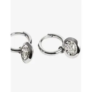 Monica Vinader Sterling And Lab-grown Diamond Oval Huggie Earrings