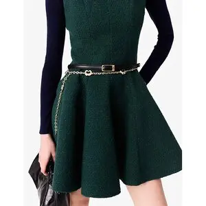 Maje Buckle Slim Leather Belt