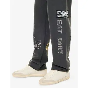 DUKE + DEXTER Dr4 Embroidered Washed Cotton Jogging Bottoms