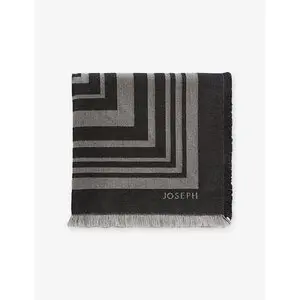 JOSEPH Neoma Striped Square Wool Scarf - Graphite/cement