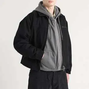 FRIZMWORKS Heavy Canvas Work Jacket With Distressed Detailing - Black