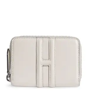 Harrods Leather Zip-around Purse - Ivory