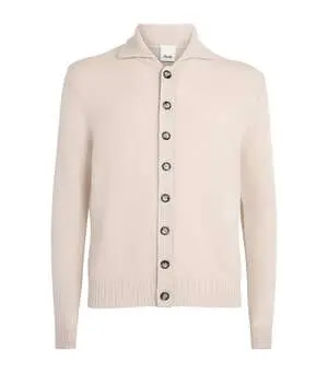 ALLUDE Wool-cashmere Collared Cardigan - Beige