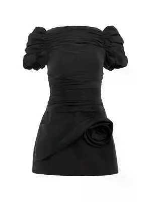 KENZIE KLAMBIE Ruched Floral-appliqué Mini Dress
