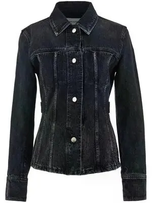 FERRAGAMO Logo-patch Faded Denim Jacket