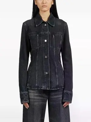 FERRAGAMO Logo-patch Faded Denim Jacket