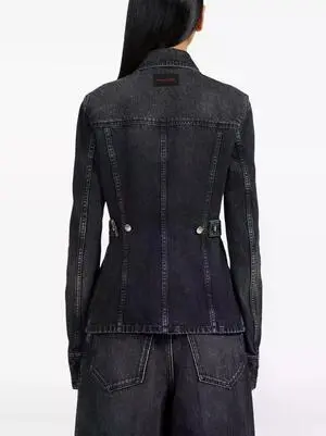 FERRAGAMO Logo-patch Faded Denim Jacket