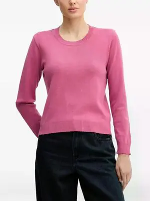 BENETTON Ribbed Trims Crew Neck Sweater - Pink