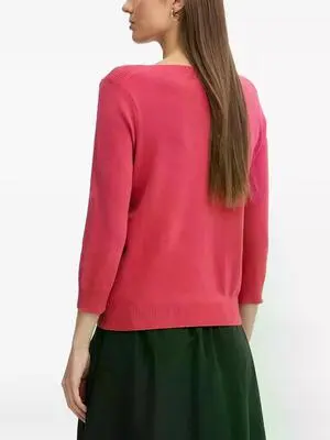 BENETTON Ribbed Crewneck Sweater With Three-quarter Sleeves - Pink