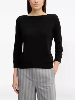 BENETTON Boat Neck Three-quarter Sleeve Sweater - Black
