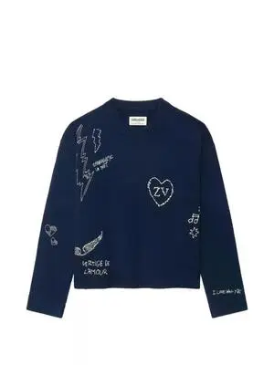 Zadig&Voltaire 100% Cashmere Jumper With All-over Embroidery