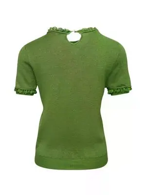 SHUSHU/TONG Lace Trimmed Short Sleeve Sweater - Green