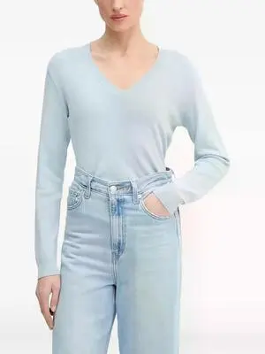 BENETTON V-neck Ribbed Knit Long Sleeve Sweater