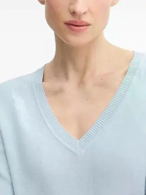 BENETTON V-neck Ribbed Knit Long Sleeve Sweater