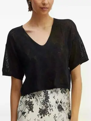 BENETTON V-neck T-shirt With Short Sleeves - Black