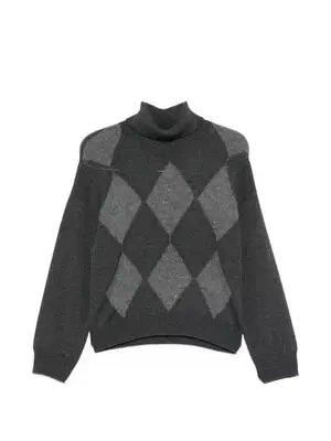 Peserico Argyle-knit Sequin-embellished Sweater