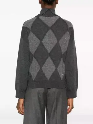 Peserico Argyle-knit Sequin-embellished Sweater