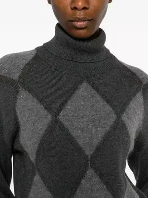 Peserico Argyle-knit Sequin-embellished Sweater