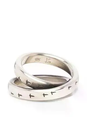 Werkstatt:München Sterling Engraved Bird Motif Interlocking Rings - Silver