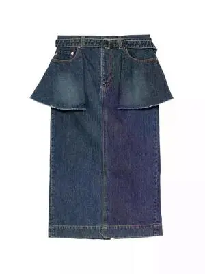 Sacai Peplum-detail Denim Skirt