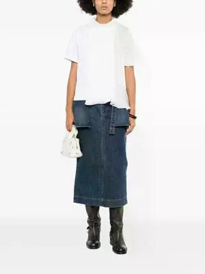 Sacai Peplum-detail Denim Skirt