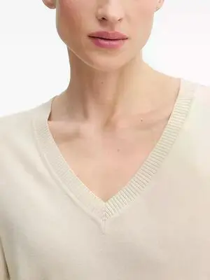 BENETTON V-neck Jumper With Ribbed Detailing