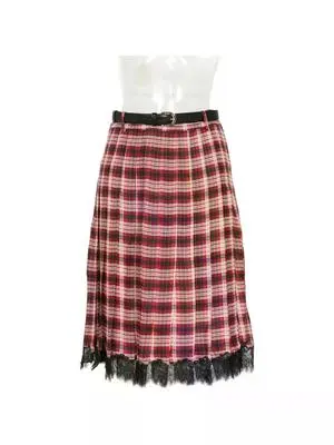 SELF-PORTRAIT Pleated Lace-trim Skirt