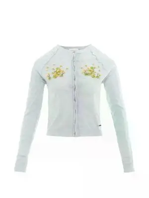 SHUSHU/TONG Beaded Floral Detail Cardigan - Blue