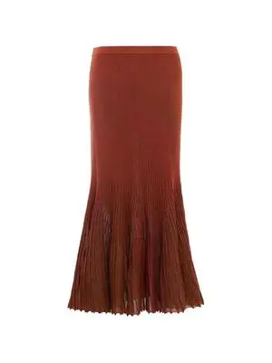 Ulla Johnson Vera Ribbed-knit Pleated Midi Skirt - Orange