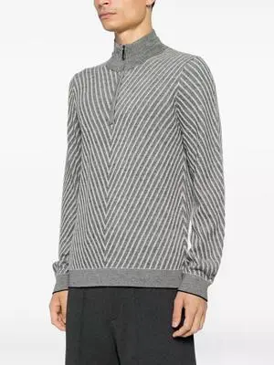 Emporio Armani Chevron-knit Half-zip Pullover