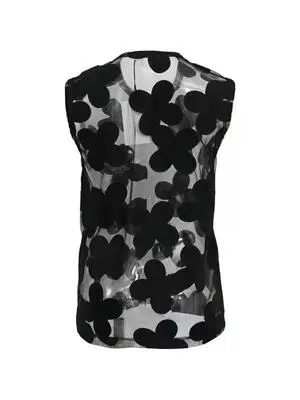 Comme Des Garçons Mesh Flower Appliqué Sleeveless Blouse