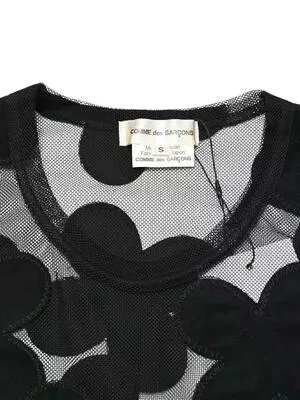 Comme Des Garçons Mesh Flower Appliqué Sleeveless Blouse