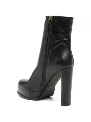CHANTAL Platform Leather Ankle Boots - Brown
